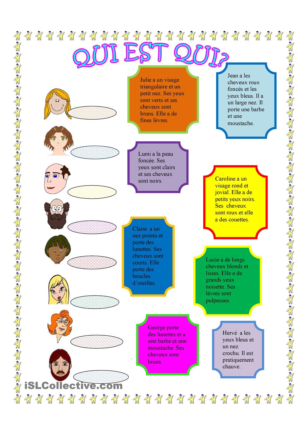 Description physique et morale :: NOTRE COIN DU FRANÇAIS